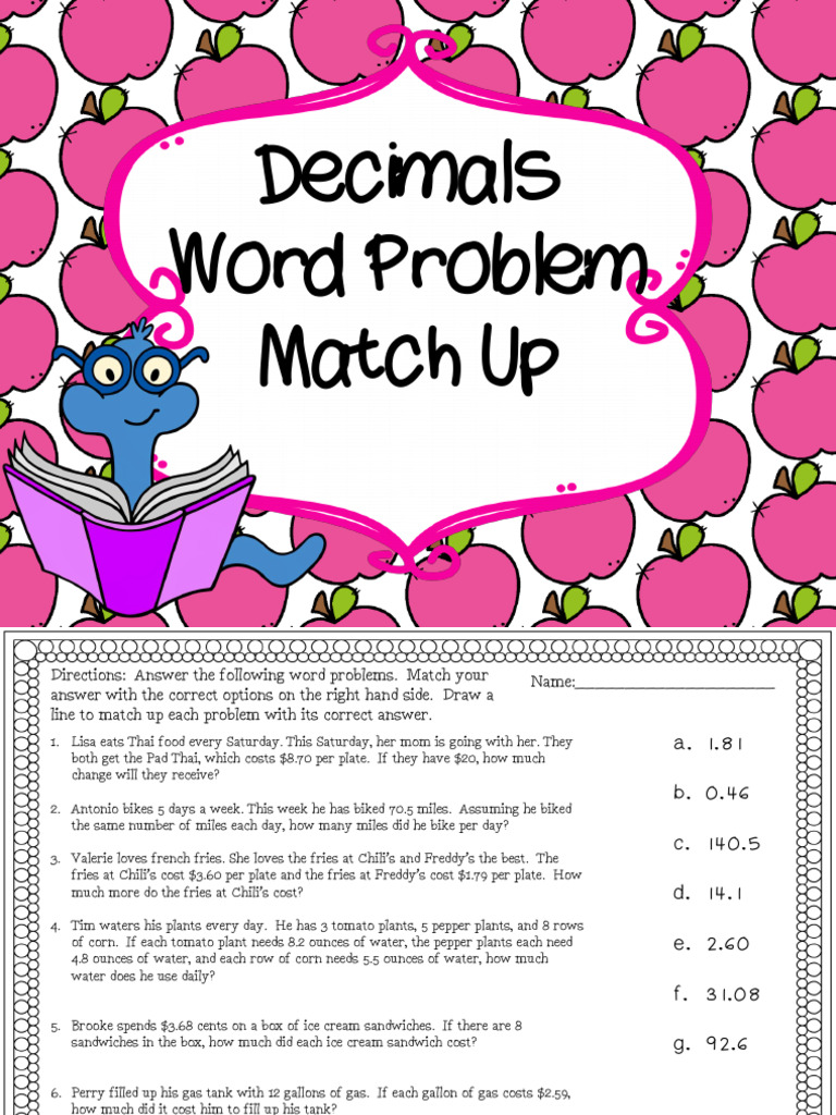 Decimals Word Problems Matching Activity | PDF | Chili Pepper | Foods