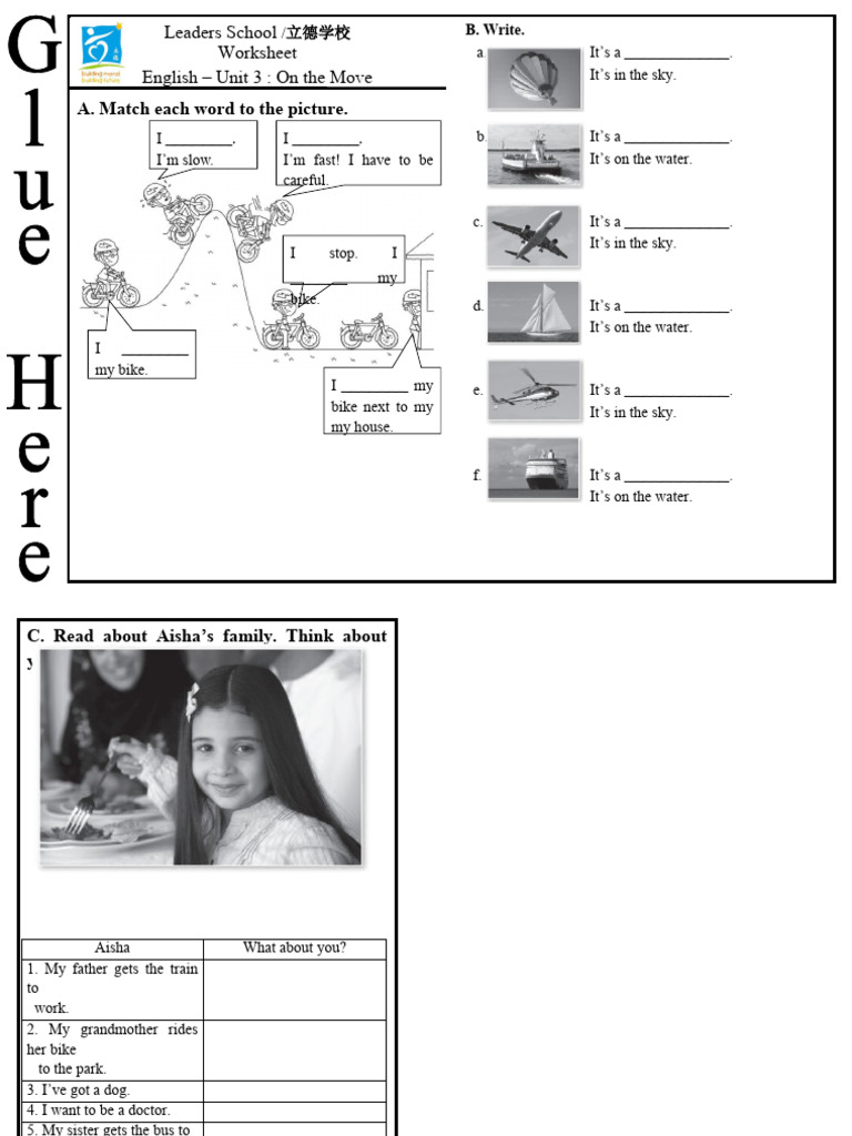Unit 3: On the Move Worksheet | PDF