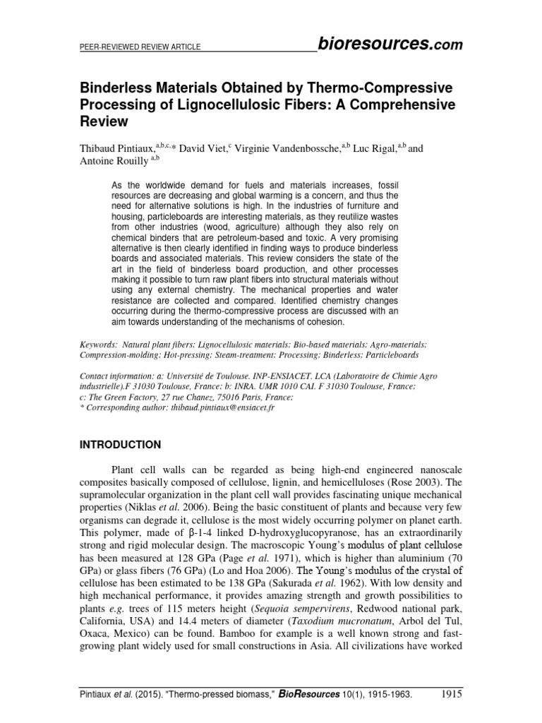 BioRes 10 1 1915 Review C Pintiaux VVRR Binderless ThermoCompress ...