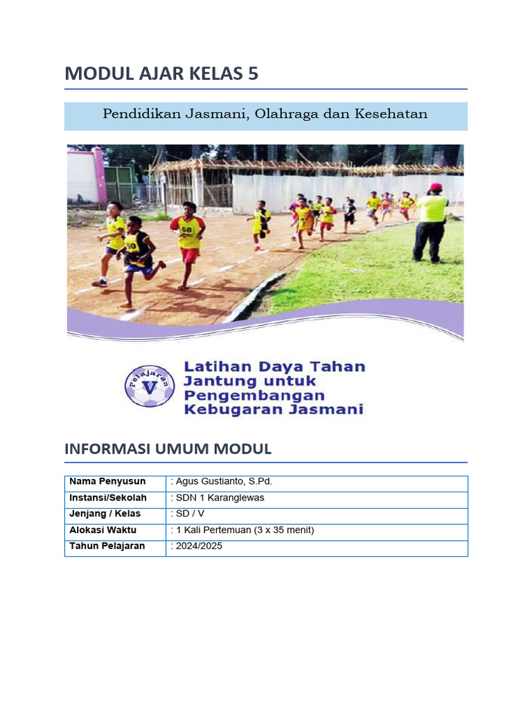 MA PJOK 24 Krlewas Kelas 5 - P. Agus | PDF | Karier & Perkembangan | Pengembangan Diri