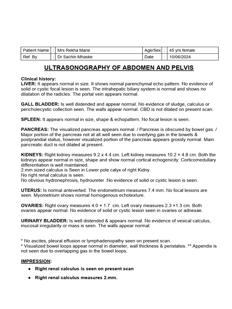 D - Abdomen - Female - Normal - Doc 29 - 07 - 2024 | PDF