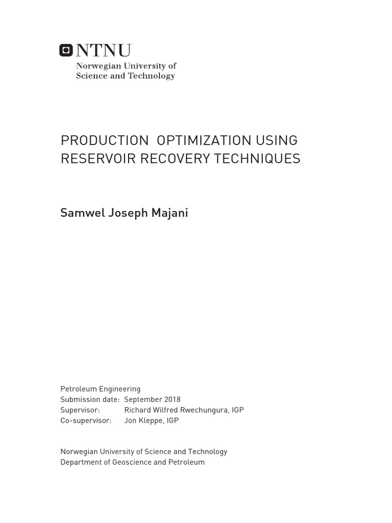 Reservoir Recovery Techniques for Optimization | PDF | Enhanced Oil ...