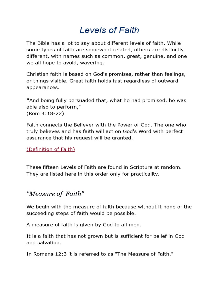 Levels of Faith | PDF | Faith | Jesus