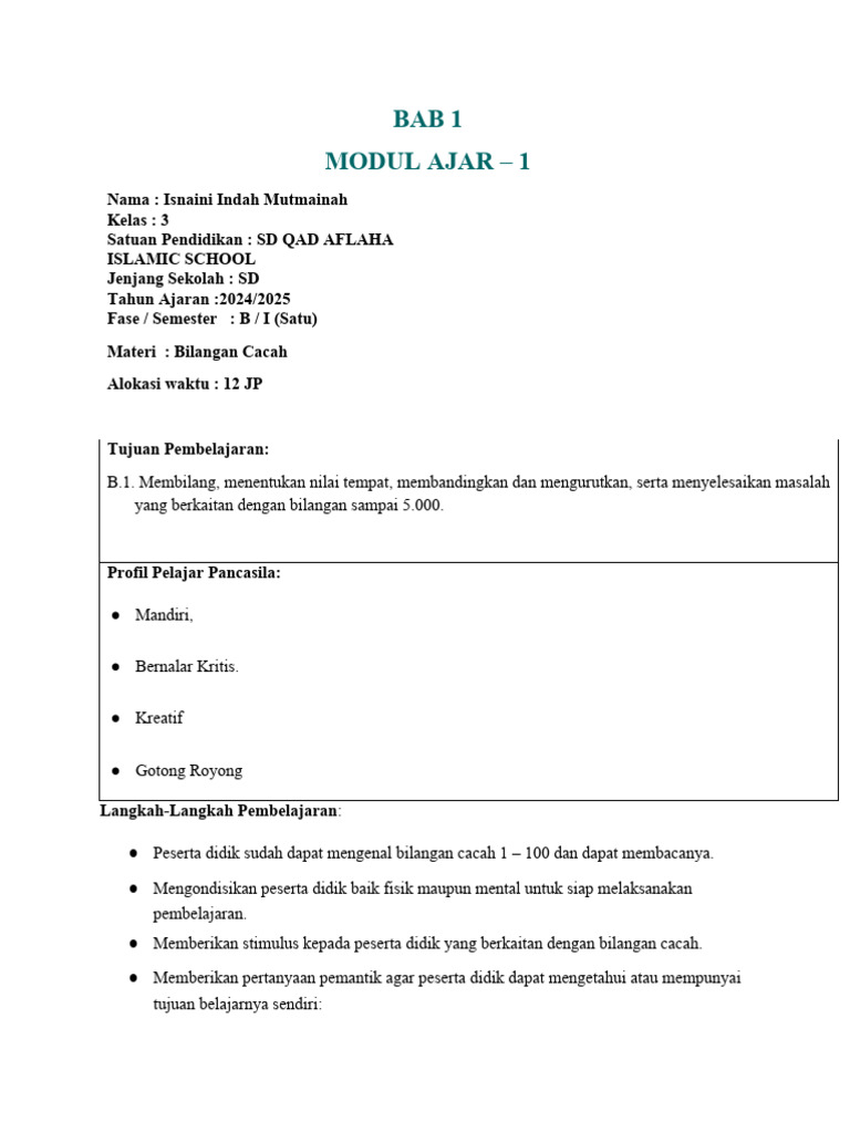 Modul MTK K. 3 | PDF