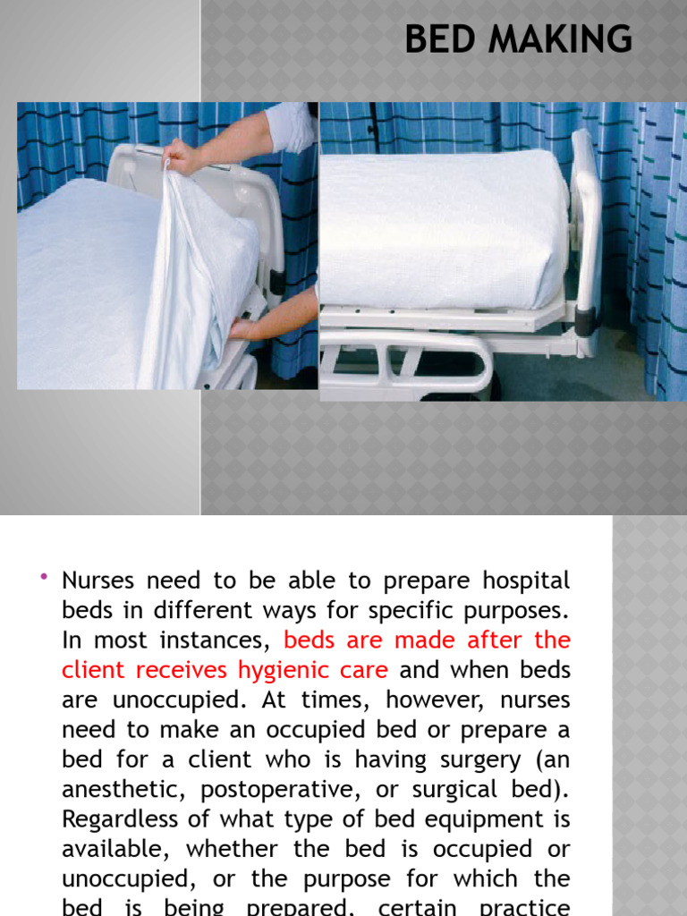 Essential Bed Making Techniques for Nurses | PDF | Bed | Bedding