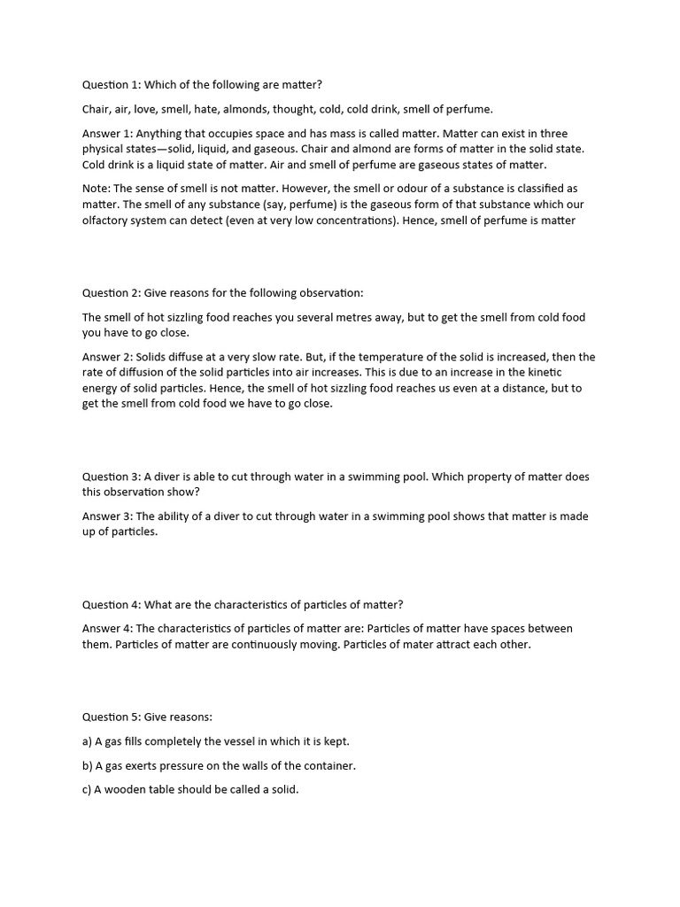 Ch.1 Matter in Our Surroundings (NCERT Q&A) | PDF | Gases | Matter