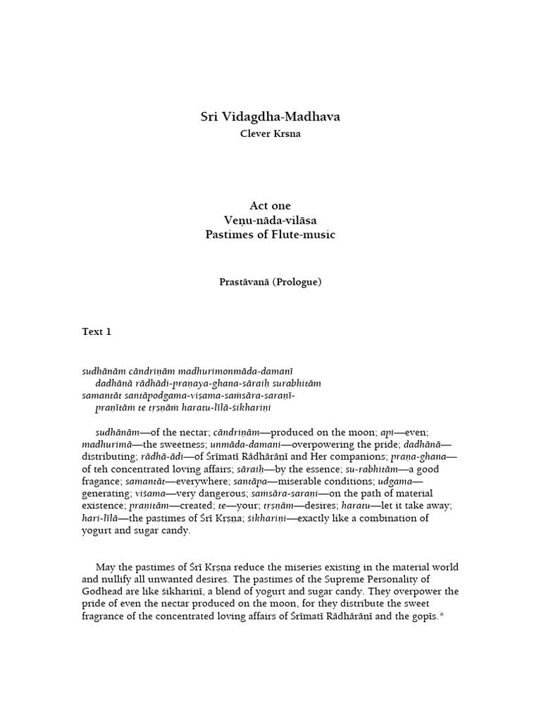 Rupa Goswami Sri Vidagdha Madhava | PDF | Language Arts & Discipline | Home & Garden