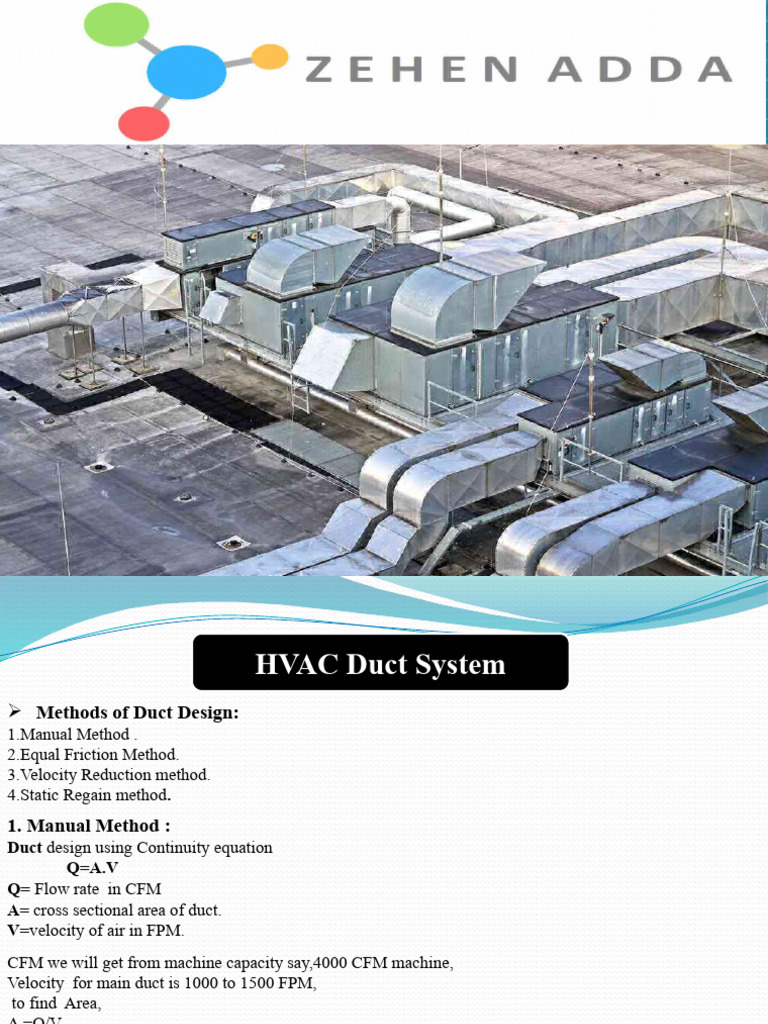 HVAC Duct Design Methods Overview | PDF | Fluid Mechanics | Physical ...