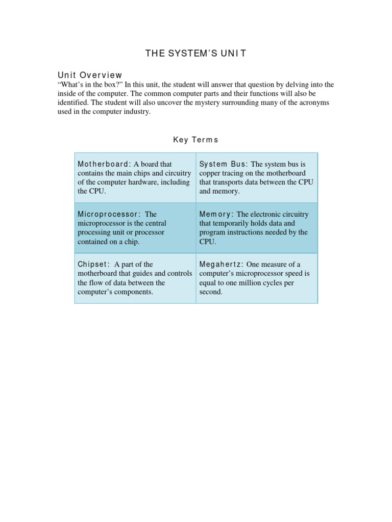 Techcau03the Unit Pdf Random Access Memory Central Processing Unit