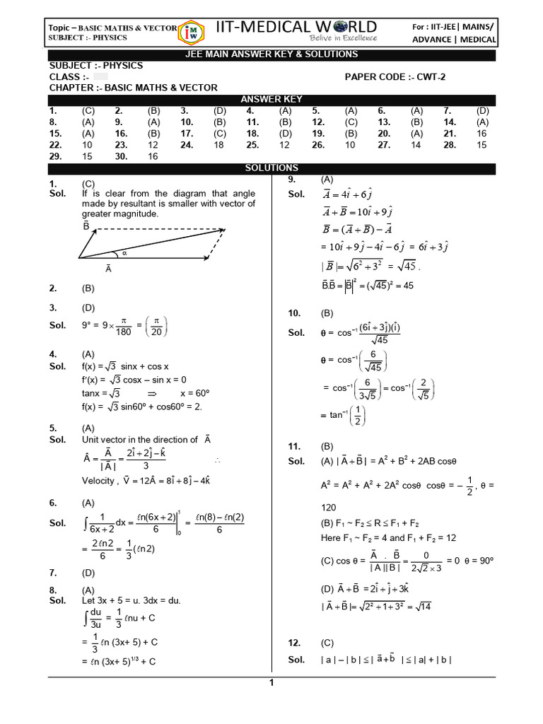 2-Basic Maths & Vector Solution-1 | PDF | Euclid | Classical Mechanics
