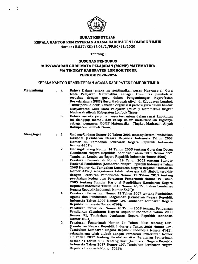 SK MGMP Matematika | PDF