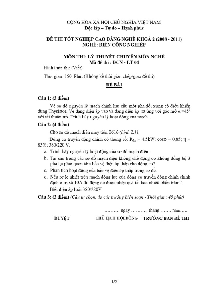 De Thi LT Chuyen Mon Nghe 04 | PDF