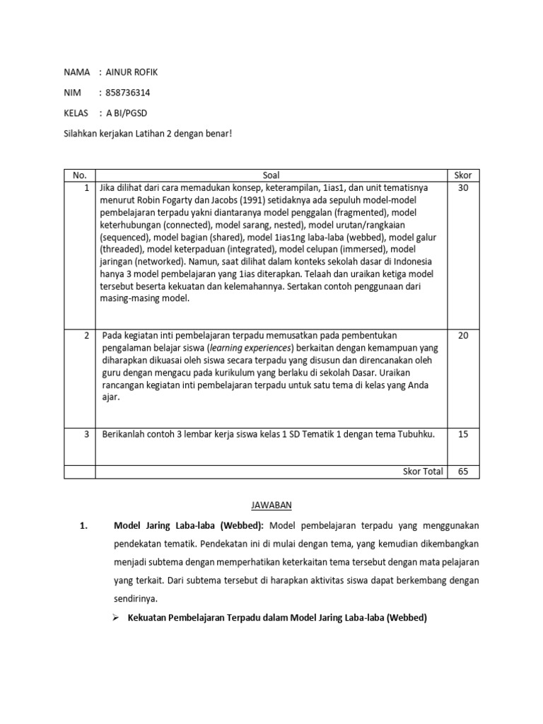Tugas 2 Terpadu Ainur Rofik | PDF | Karier & Perkembangan | Seni