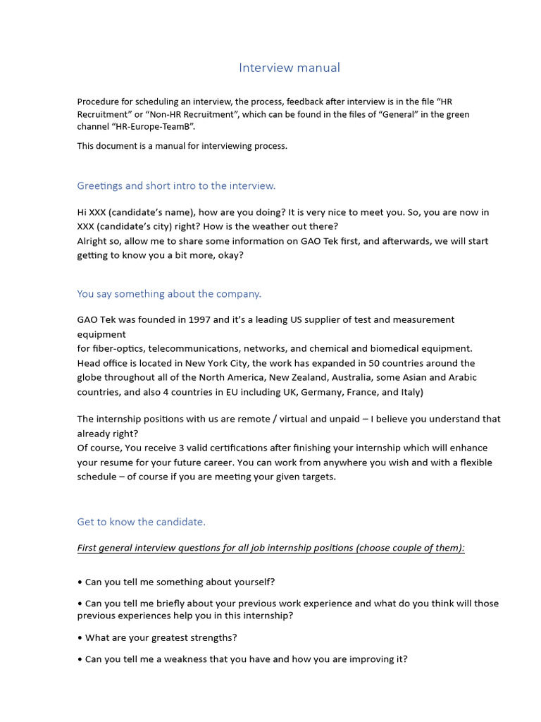 Interview Manual | PDF | Digital Marketing | Internship Interview Manual | PDF | Digital Marketing | Internship