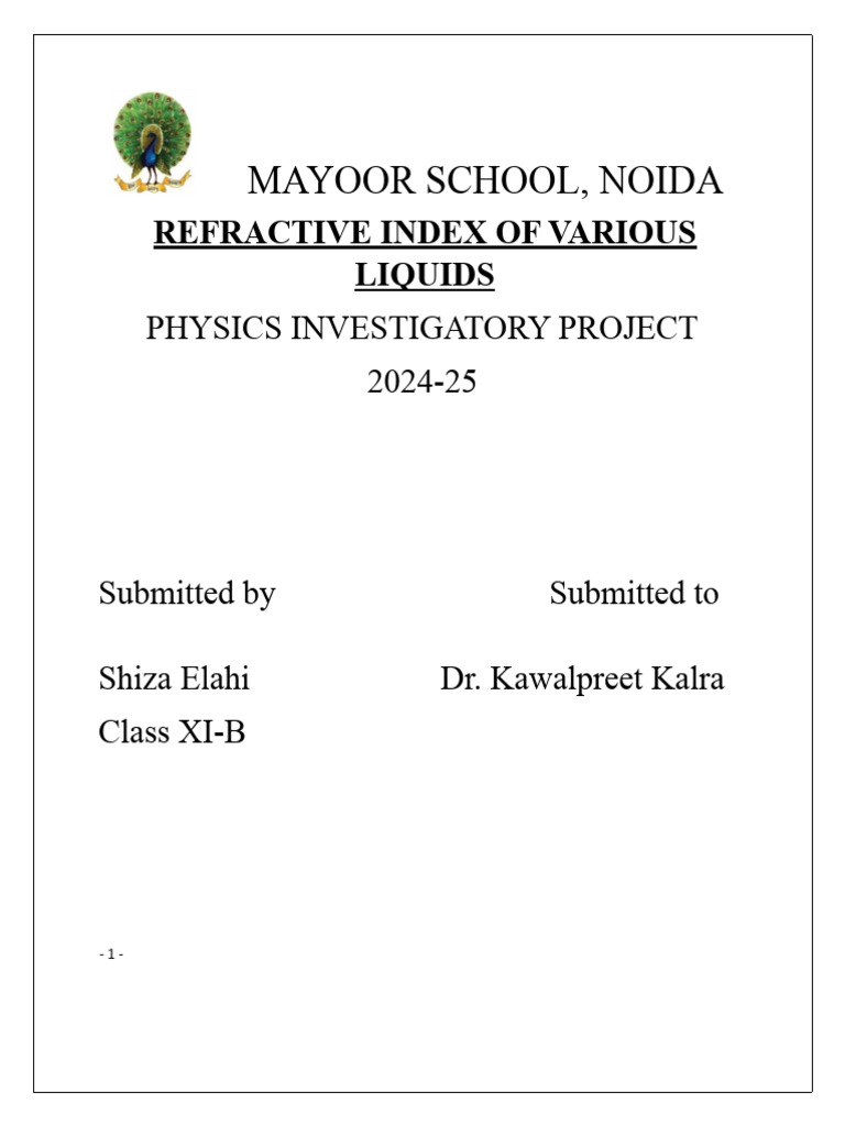 Physics Project Template 12 | PDF | Refractive Index | Refraction