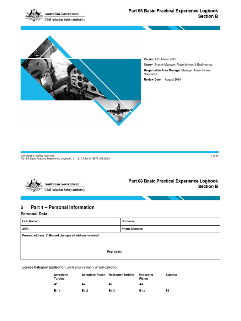 Part 66 Basic Practical Experience Logbook | PDF | Electrical Connector | Manufactured Goods