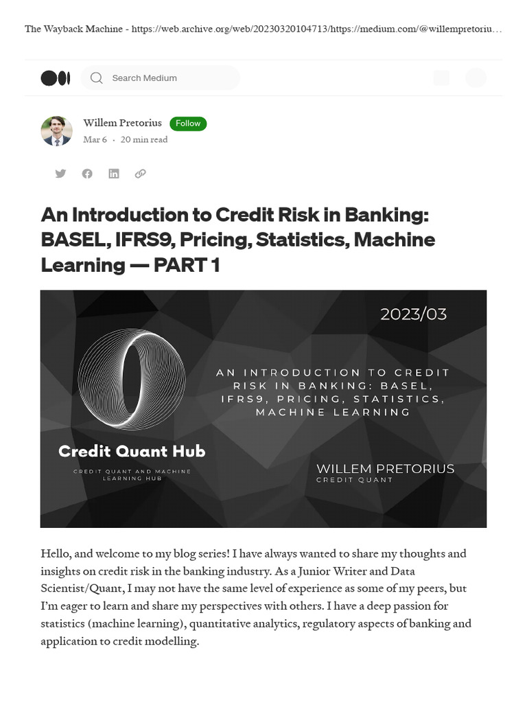 An Introduction To Credit Risk in Banking - BASEL, IFRS9, Pricing, Statistics, Machine Learning ...