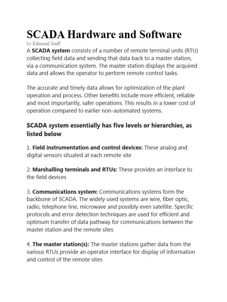 SCADA Hardware and Software | PDF | Programmable Logic Controller | Input/Output