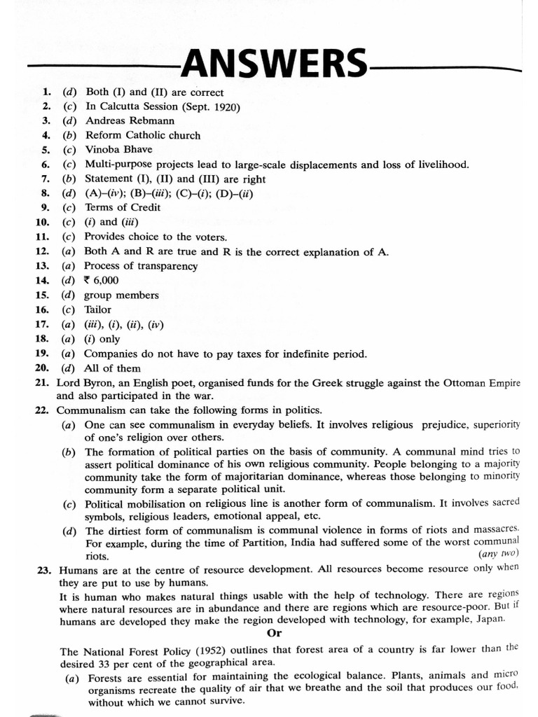 10th SST 10 Ans | PDF