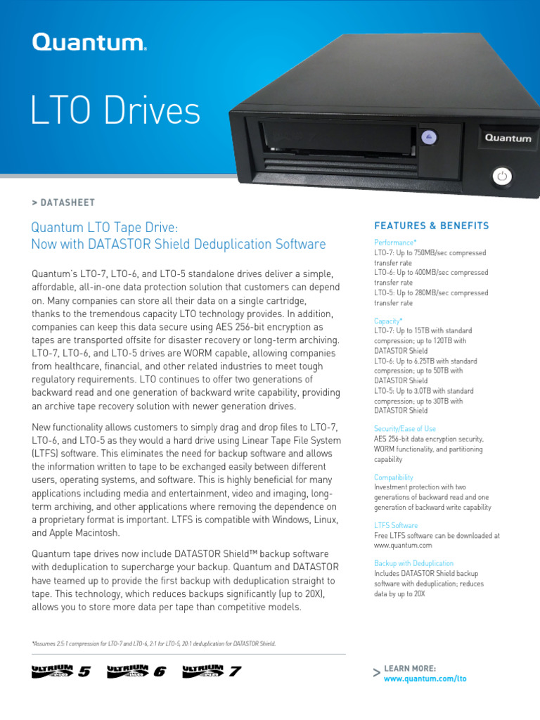 LTO-6-LTO-5 Tape Drive Datasheet (DS00457A) | PDF | Backup | Computer ...