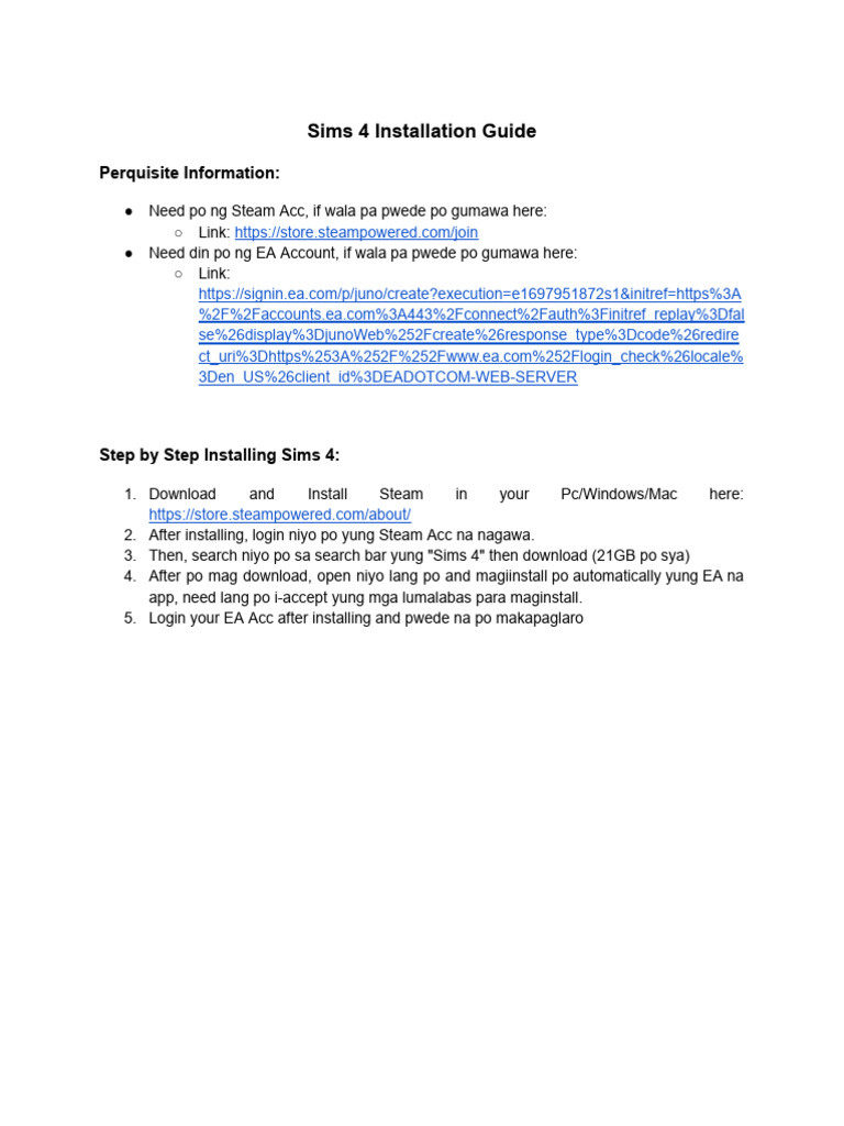 Sims 4 Installation Guide | PDF