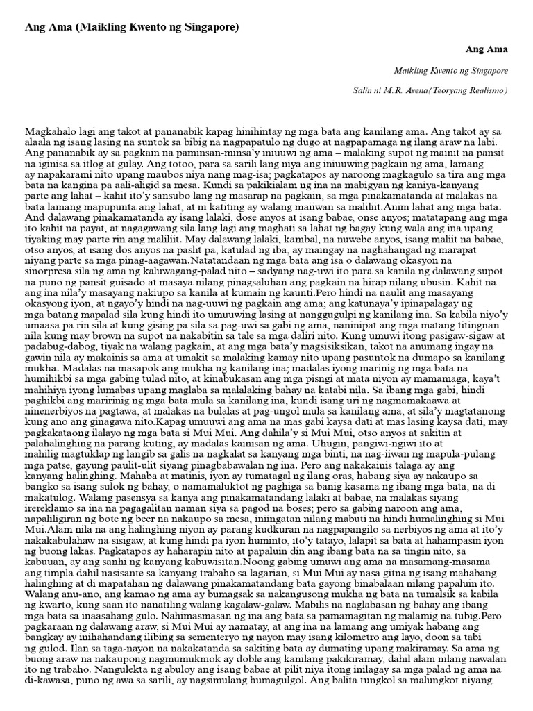 Ang Ama Maikling Kwento NG Singapore - Docx 20240801 182407 0000 | PDF