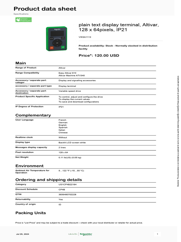 Schneider Electric - Altivar-340-Machine-Variable-Frequency-Drive-VFD ...