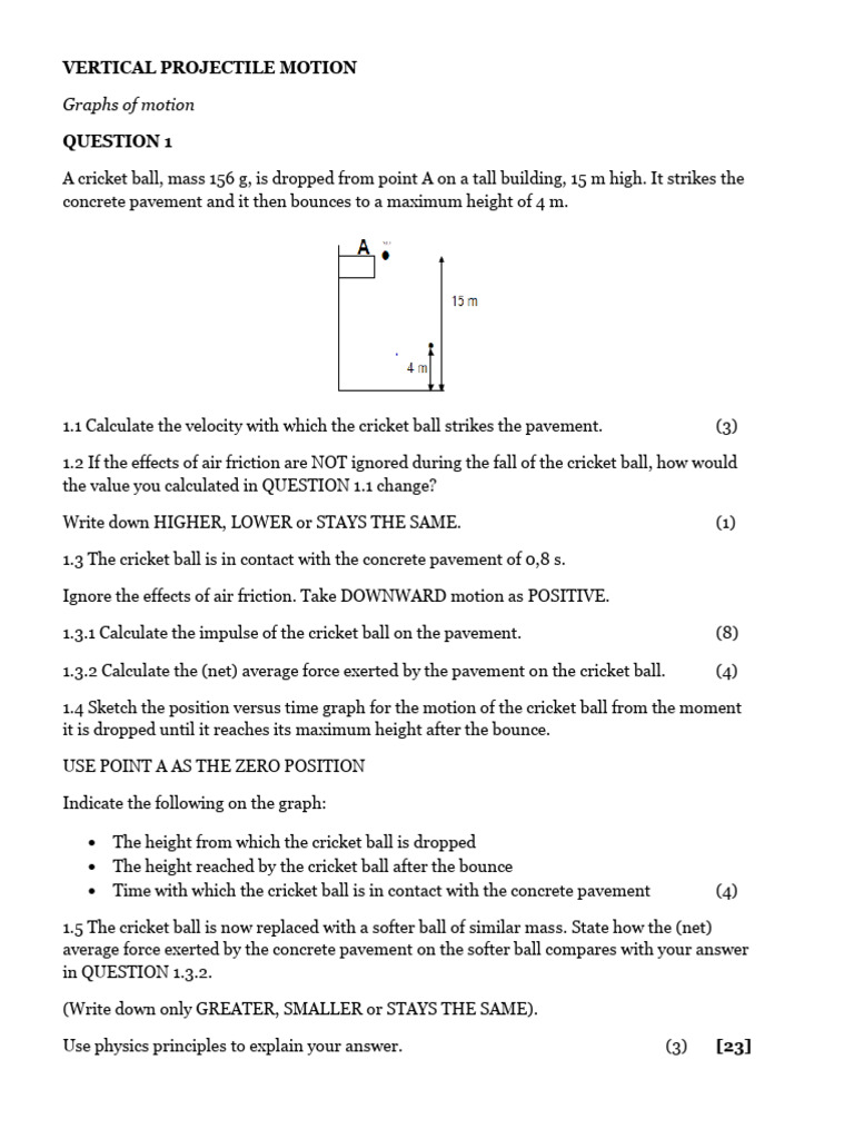 Vertical Projectile Motion (Graphs of Motion) | PDF | Force | Velocity