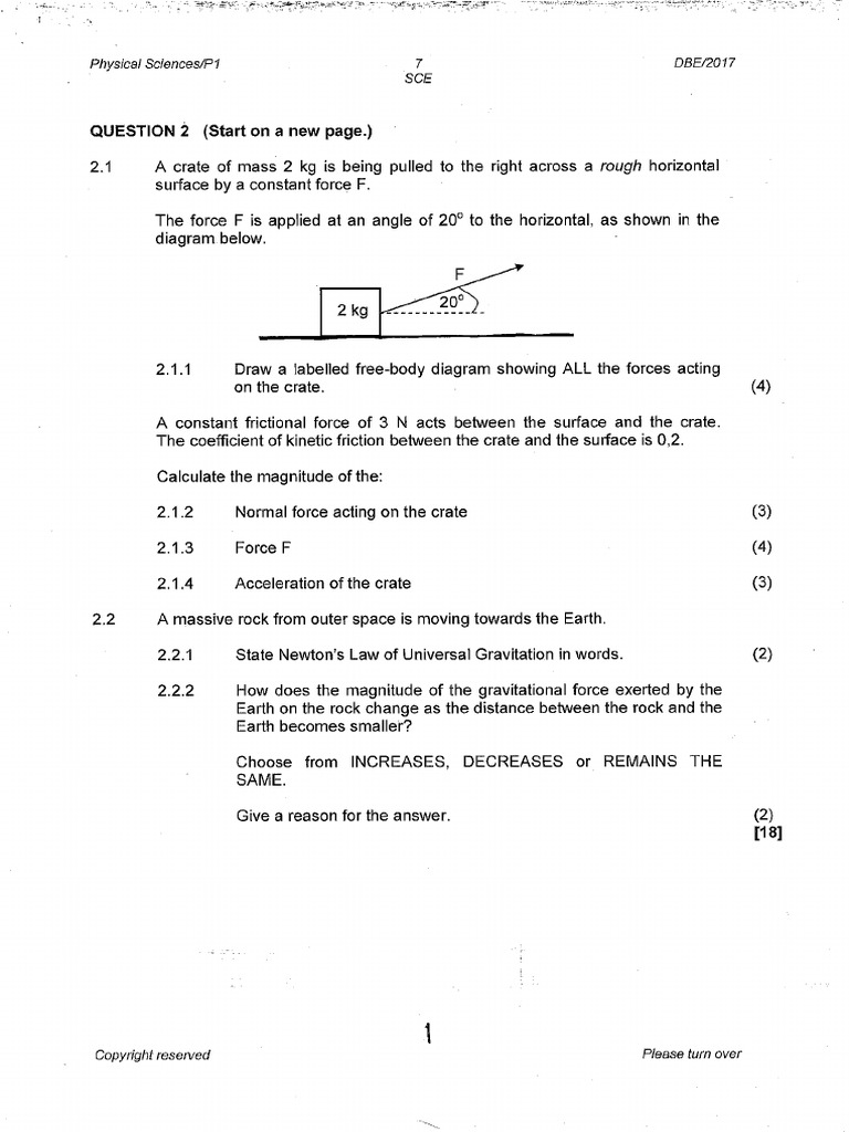 Physical Sciences Paper 1 | PDF | Force | Friction