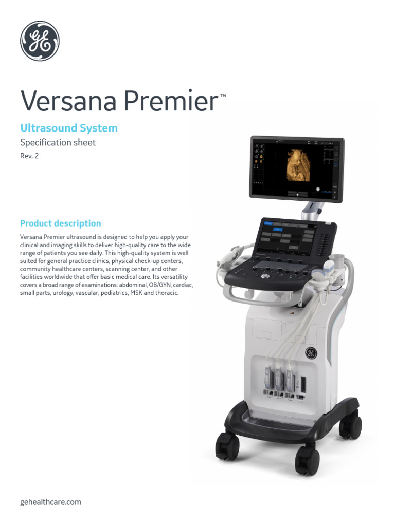 Ge Versana Premier Data Sheet Englisch | PDF | Medical Ultrasound ...