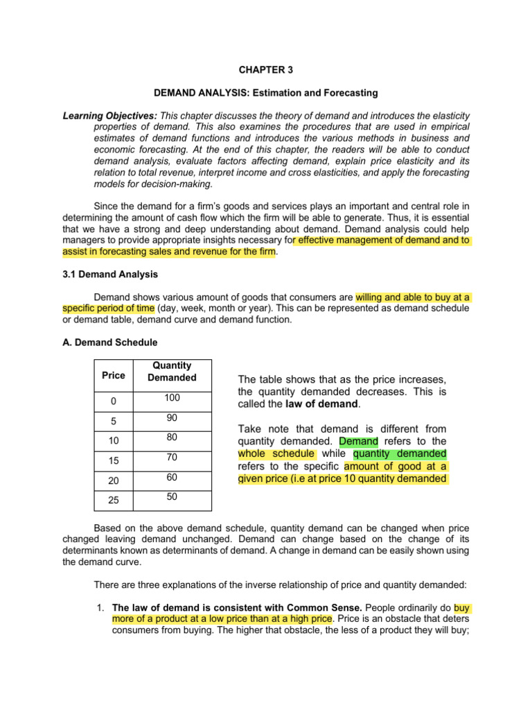 Managerial Economics For Non Majors - CHAPTER 3 | PDF | Demand | Demand ...