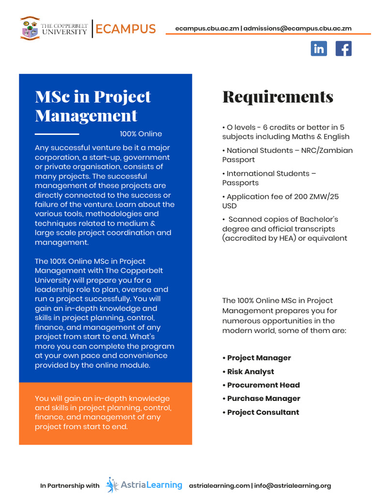 Online MSc in Project Management Details | PDF | Thesis | Procurement