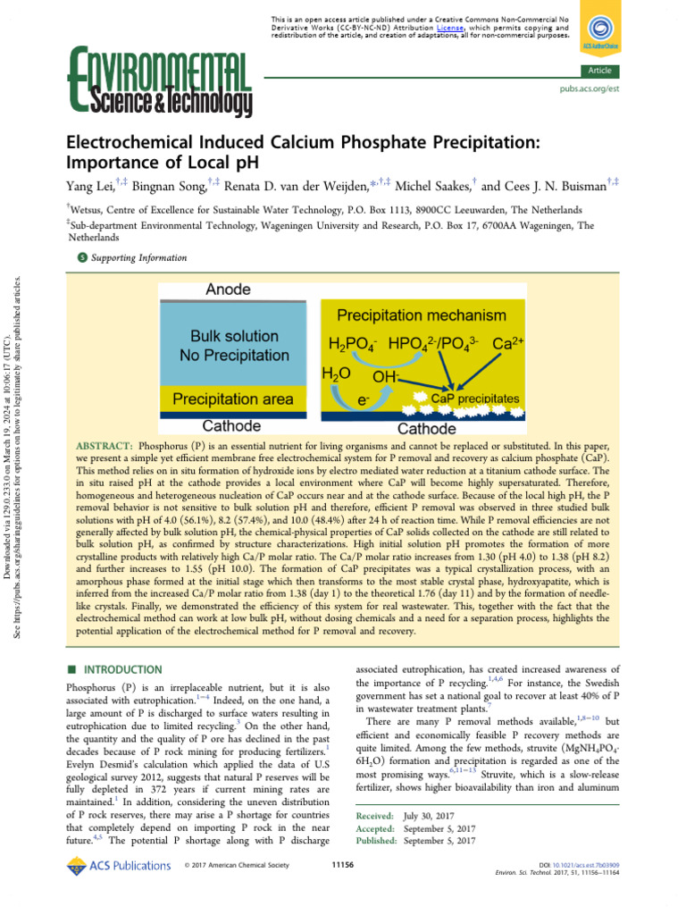 Electrochemical Induced Calcium Phosphate Precipitation Importance of Local PH | PDF | Ph ...