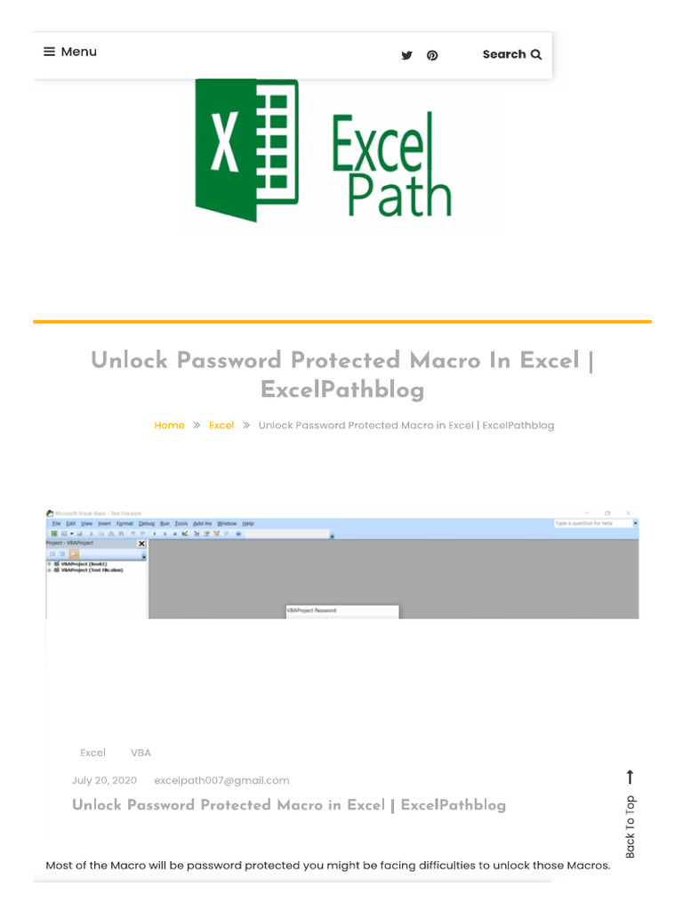 Unlock Password Protected Macro in Excel | PDF