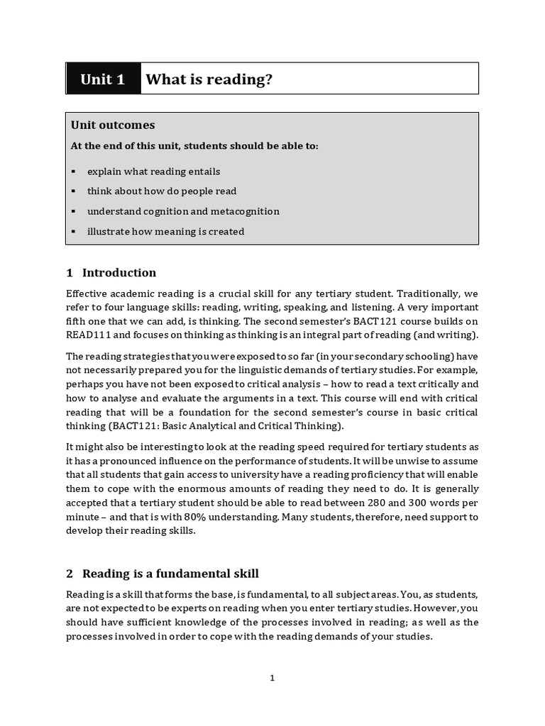 Understanding Academic Reading Skills | PDF | Metacognition | Cognition