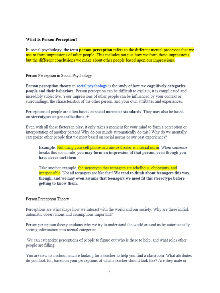 Understanding Person Perception | PDF | Stereotypes | Perception