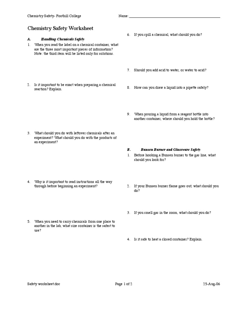 Chemistry Lab Safety Guide | PDF