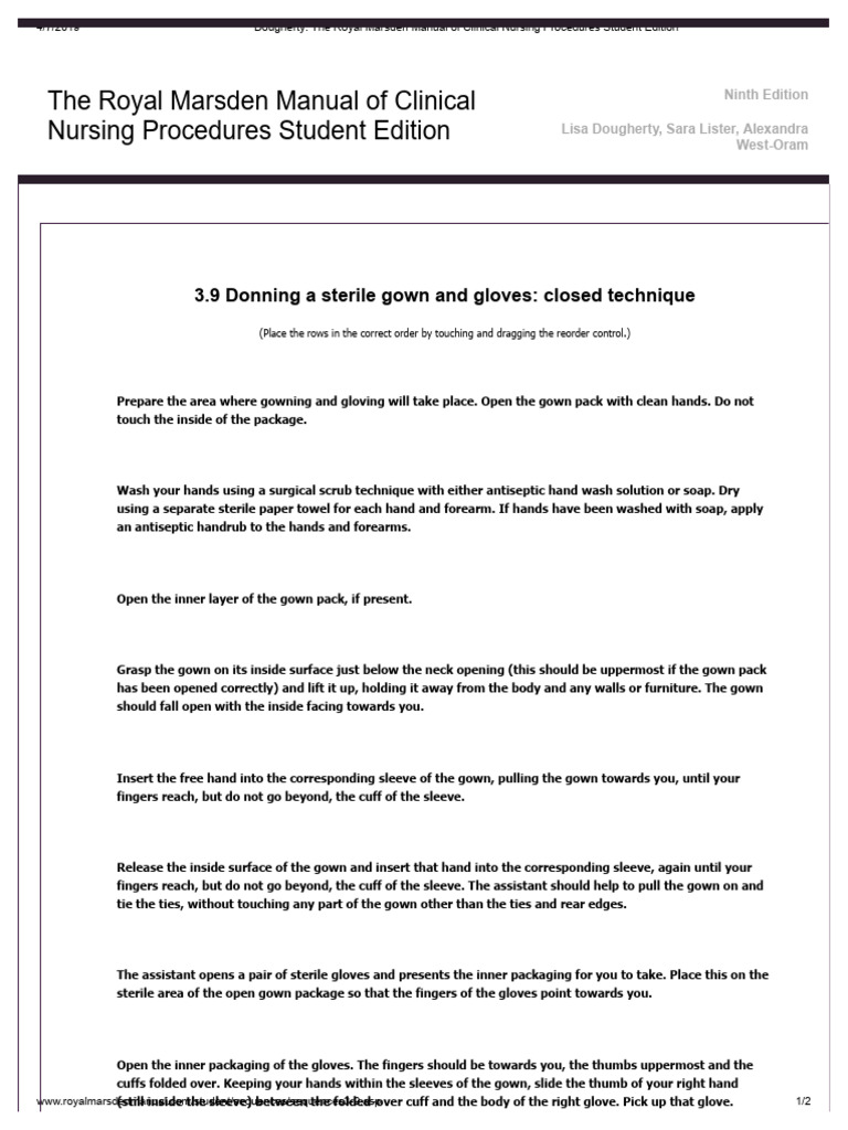Sterile Gowning and Gloving Steps | PDF | Hand