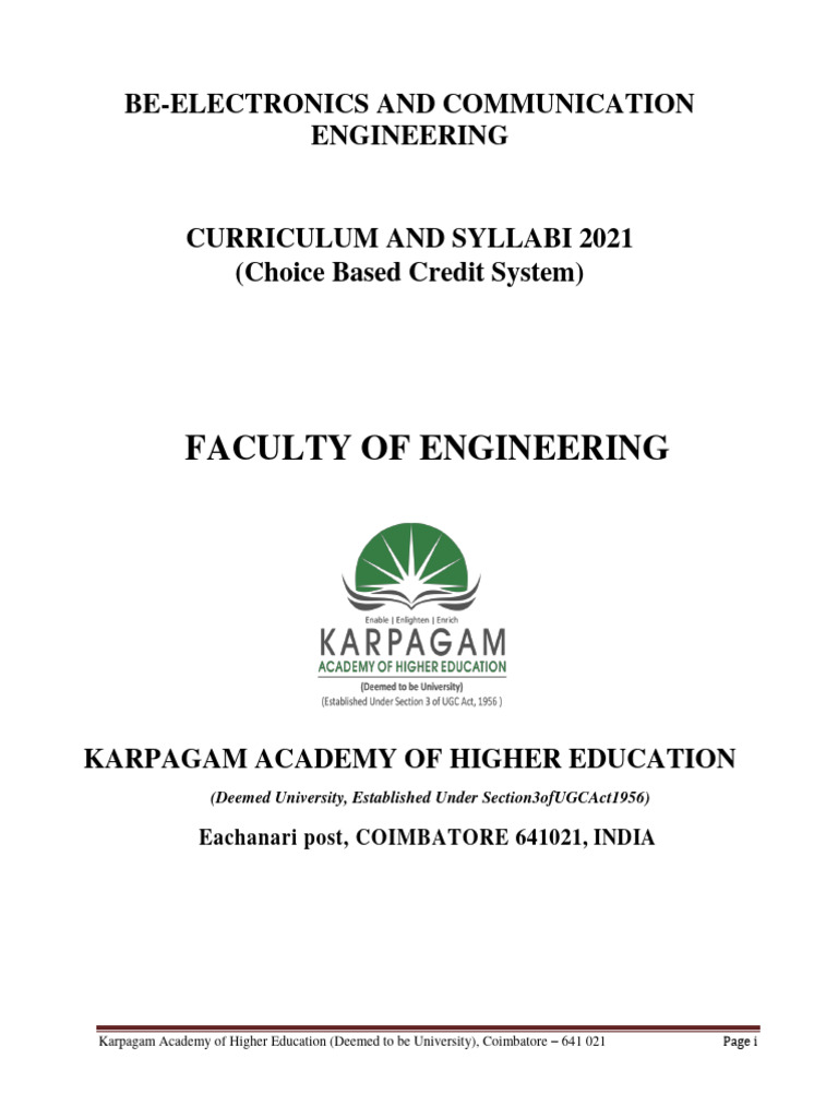 ECE Syllabus 2021 2022 | PDF | Engineering | Academic Degree