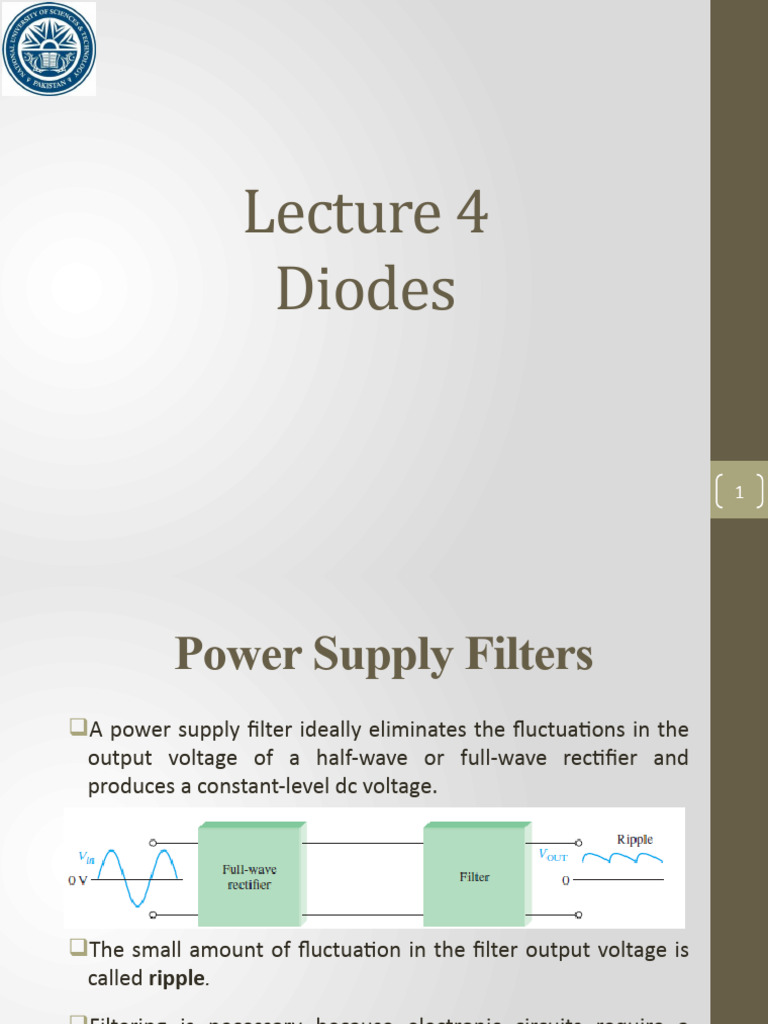 Lecture 4 - Diodes - III | PDF | Rectifier | Power Supply