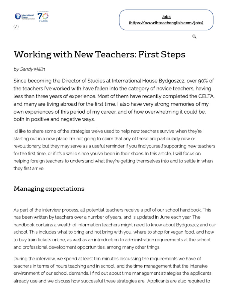 Working With New Teachers - First Steps | PDF | Public Transport