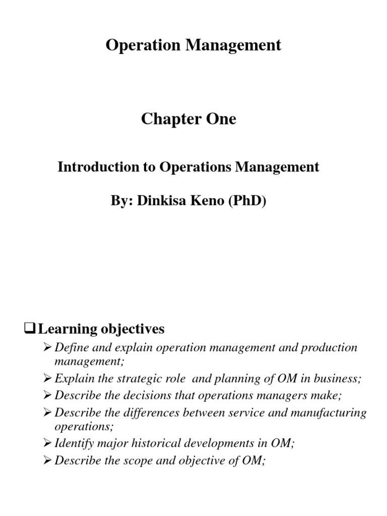 Chapter 1 Operations Management | PDF | Operations Management | Factors Of Production