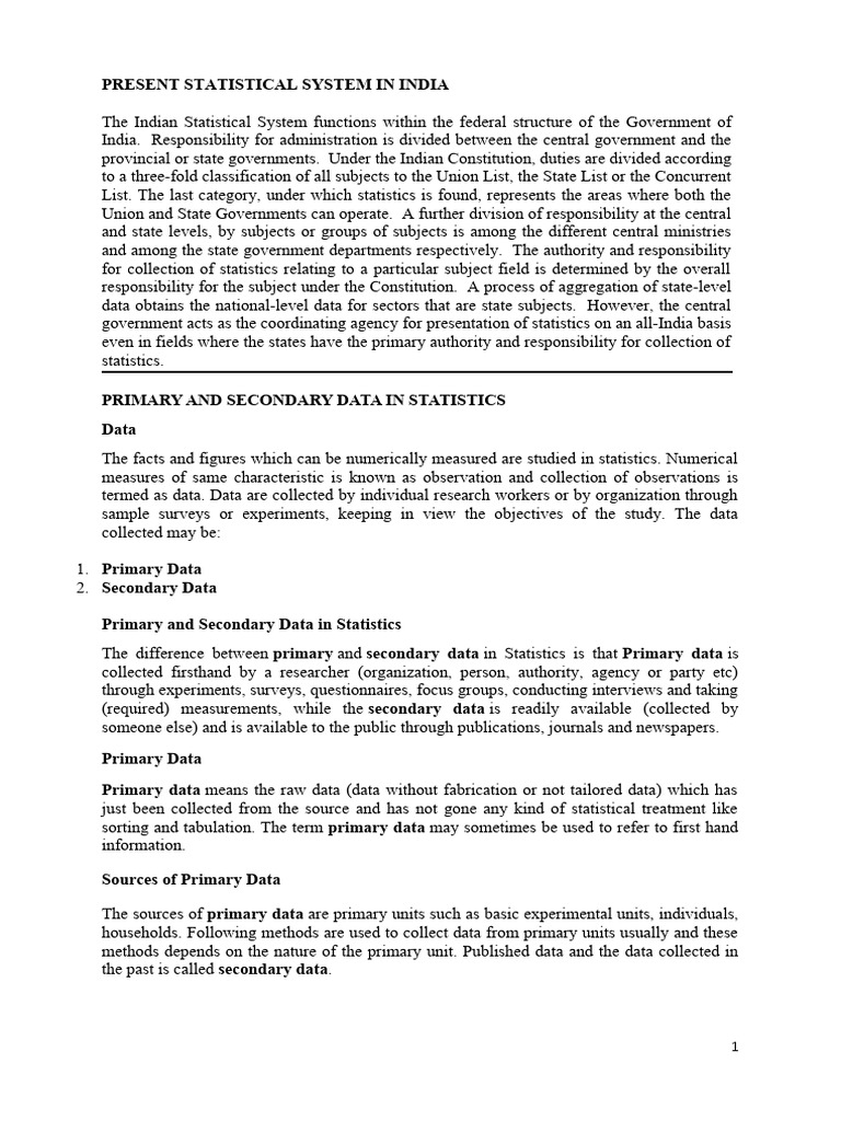 Indian Official Statistics - Notes | PDF | Survey Methodology | Audit