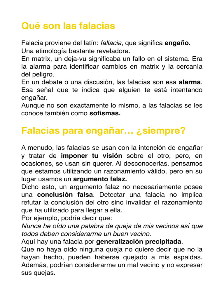 "Falacias: Tipos y Ejemplos Comunes" | PDF | Falacia | Argumento