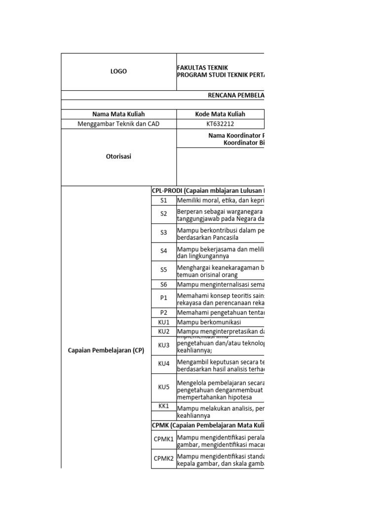 RPS Menggambar Teknik Dan CAD | PDF
