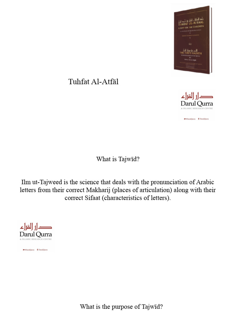 Understanding Tuhfat Al-Atfāl and Tajweed | PDF