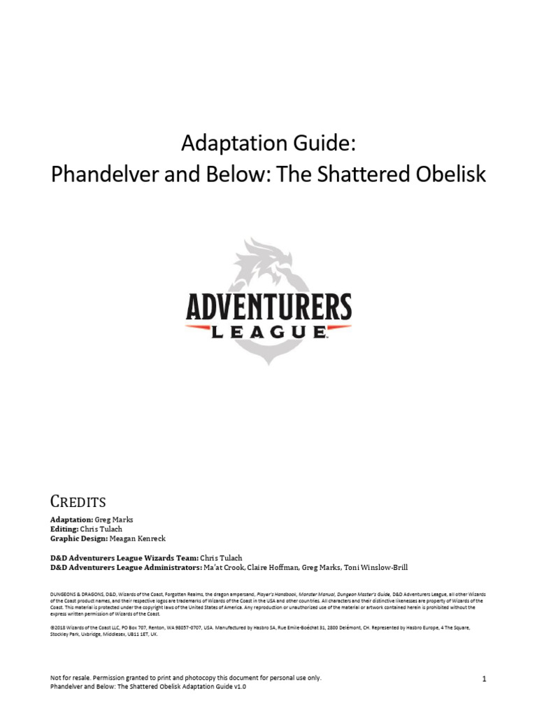 Phandelver and Below The Shattered Obelisk Adaption Guide | PDF | Dungeons & Dragons | Wizards ...