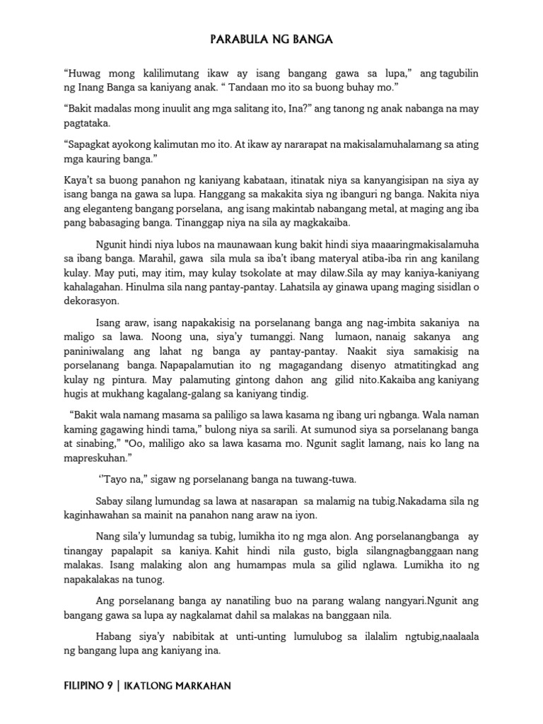 Parabula NG Banga | PDF