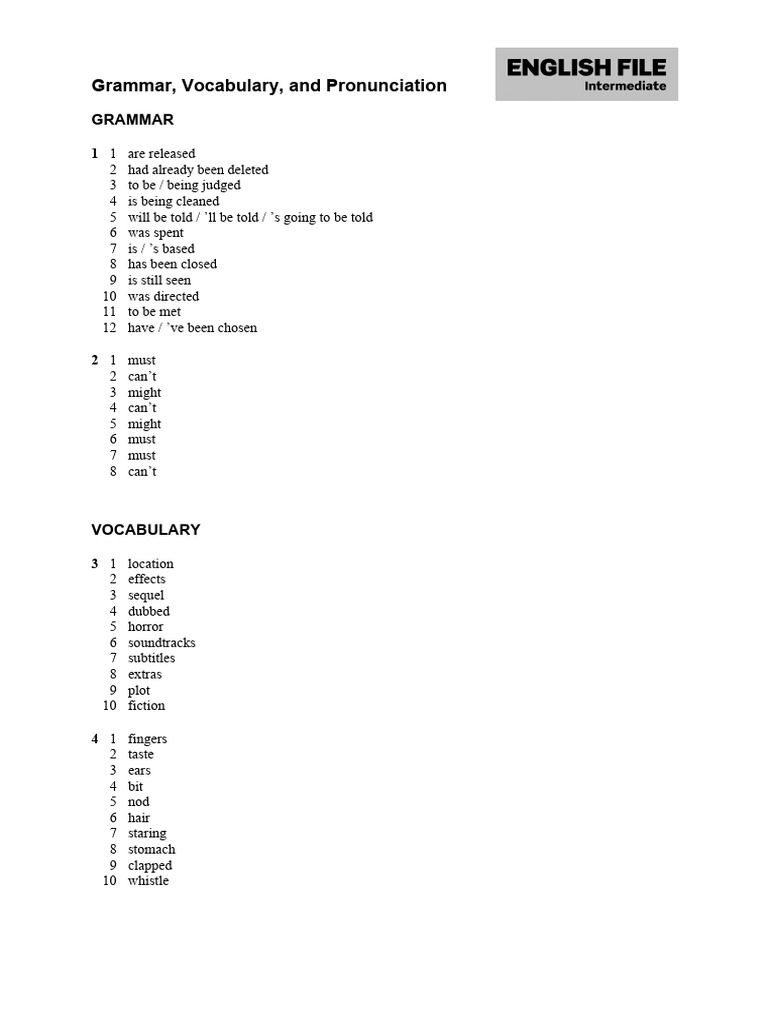 EIC 4 Practice Exercises Unit 6 - Answer Key | PDF