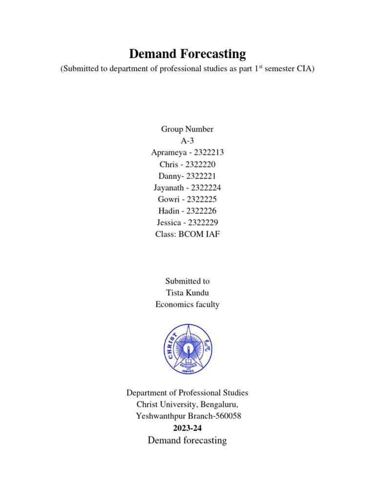 Demand Forecasting Pdf Forecasting Regression Analysis